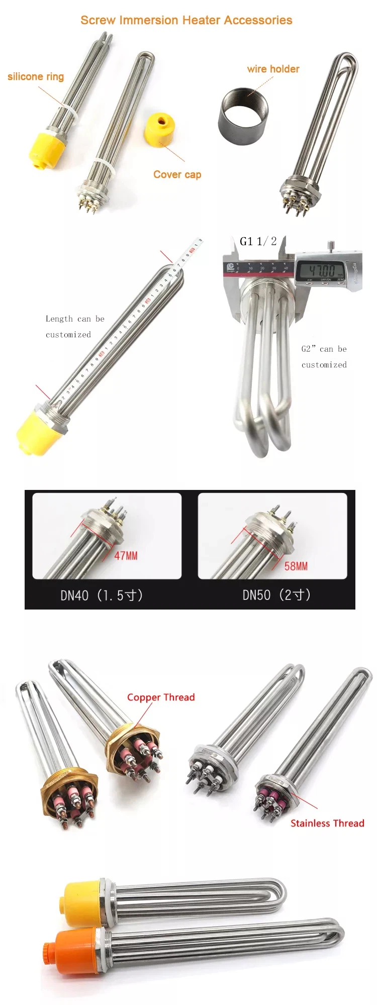 Industrial Heating Element 3 Phase Immersion Heater